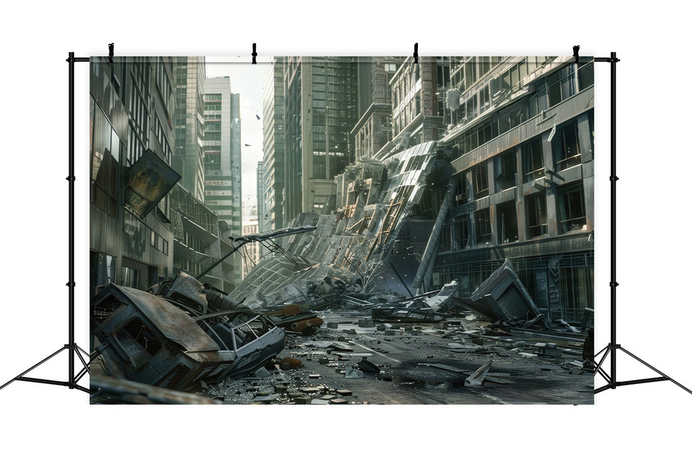 Architecture Backdrop Collapsed Skyscrapers Urban Tragedy Backdrop BRP