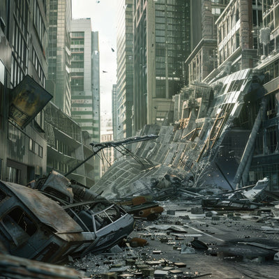 Architecture Backdrop Collapsed Skyscrapers Urban Tragedy Backdrop BRP
