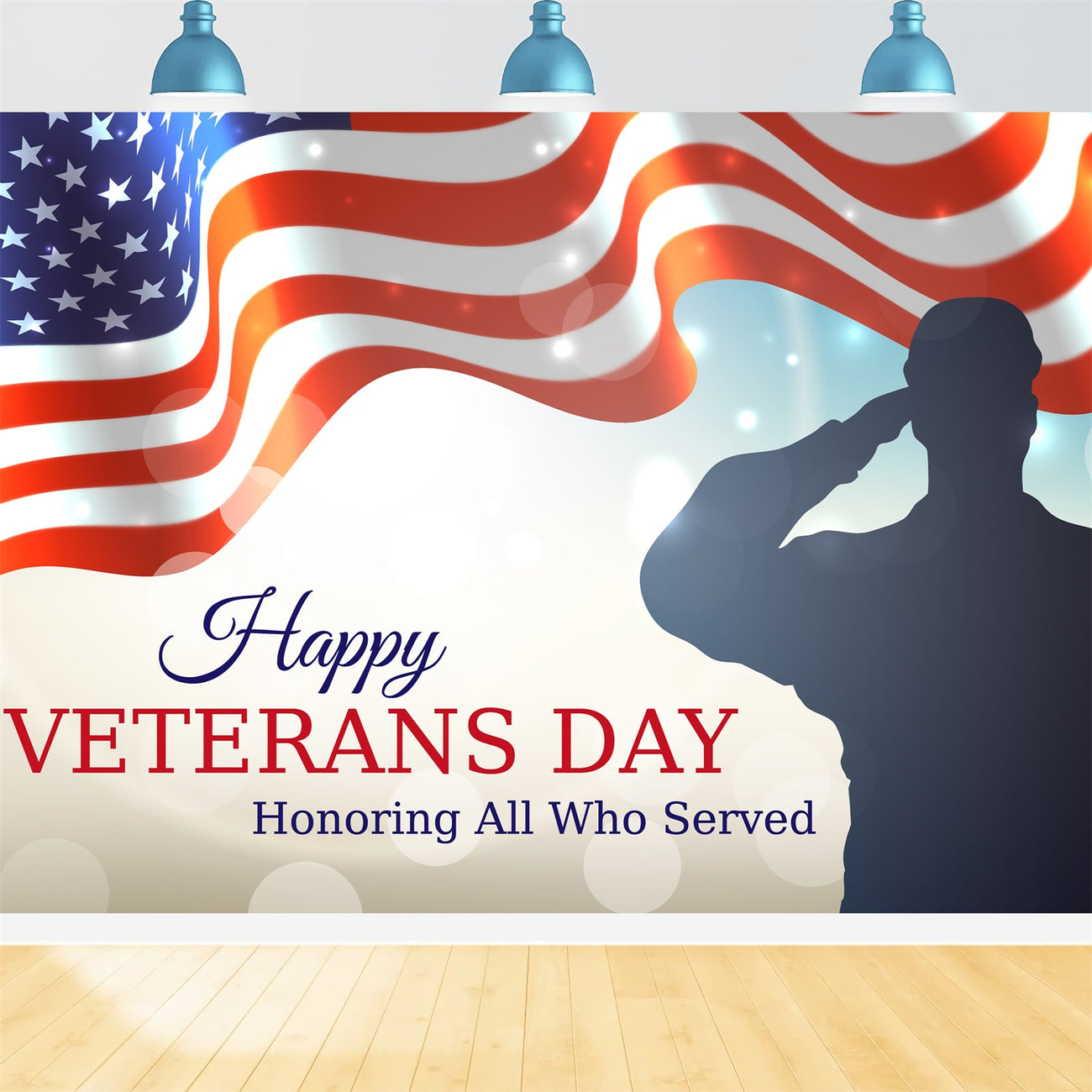 American Flag Photo Backdrop Veterans Day Tribute Heroes Backdrop BRP1