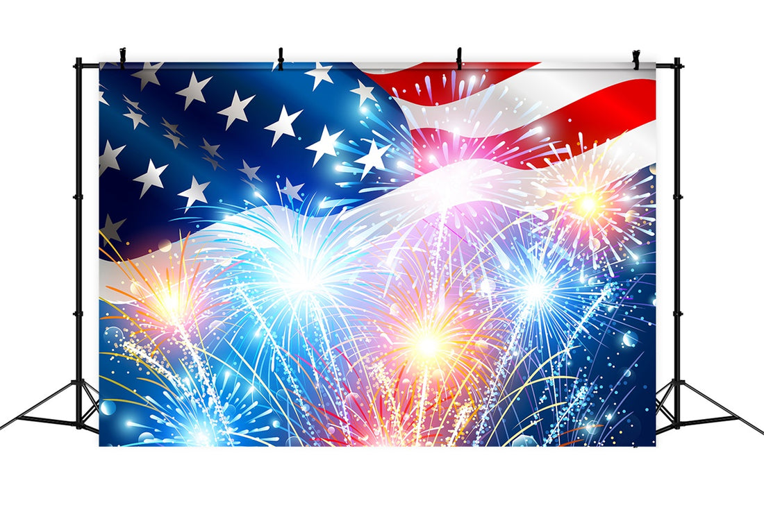 American Flag Backdrop Photography Fireworks Celebration Backdrop BRP1