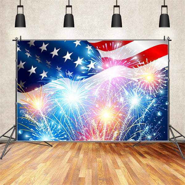 American Flag Backdrop Photography Fireworks Celebration Backdrop BRP1
