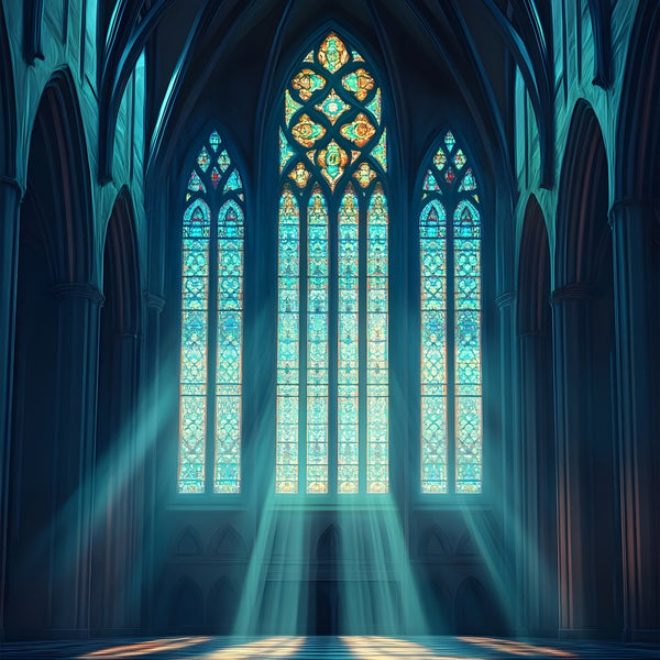 Backdrops For Churches Sunlight Gothic Arch Windows Backdrop BRP12-710