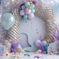 Mermaid Backdrop Background Light Purple Balloon Arch Backdrop BRP12-9