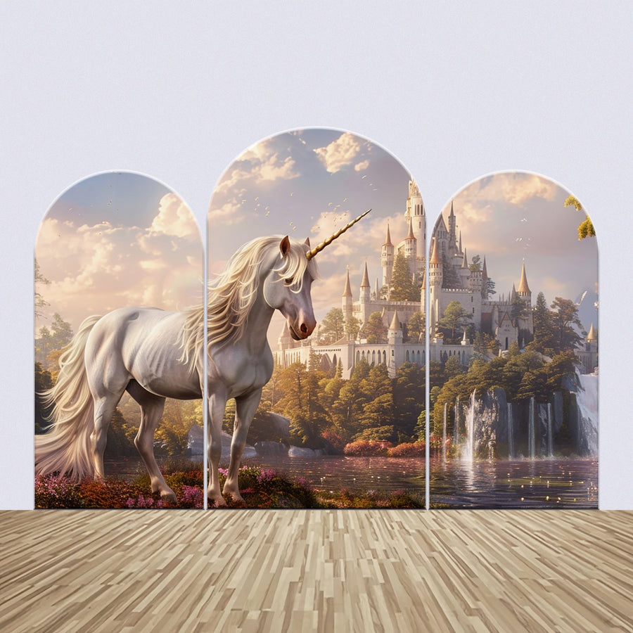 Customize Backdrop For Birthday Unicorn Castle Arch Backdrop Kit BRP2-