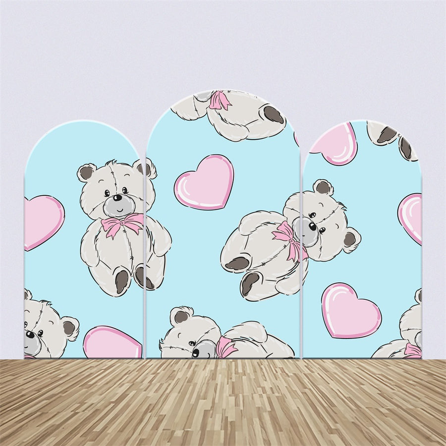 Customized Baby Shower Backdrop Blue Teddy Bear Arch Backdrop Kit BRP2