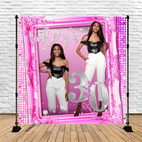 Personalized Birthday Backdrops Glamorous 30th Pink Sequin Backdrop BR