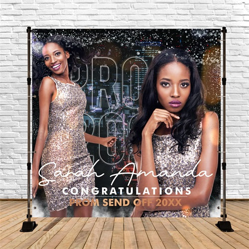 Prom Backdrops Urban Night Glitter Customized Party Graduation Backdro