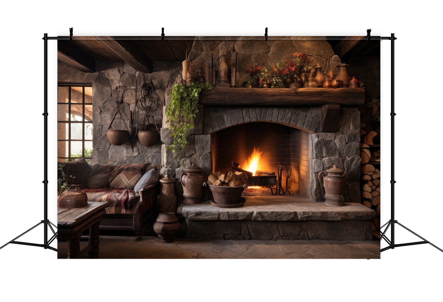 Autumn Fireplace Room Desk Photography Backdrop BRP7-103 – Dbackdrop