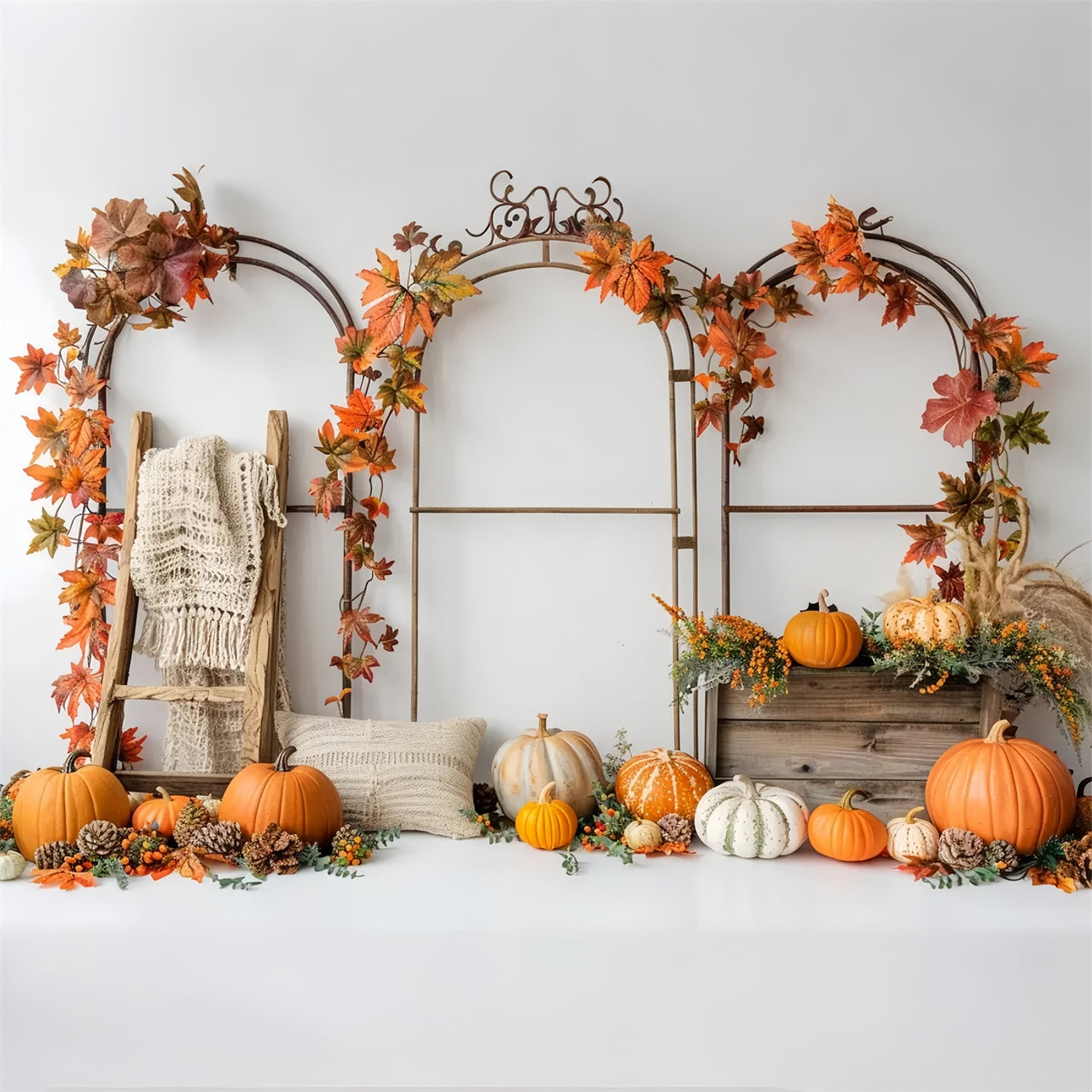 Autumn Pumpkin Leaf Arch Stand Photography Backdrop BRP7-150 – Dbackdrop