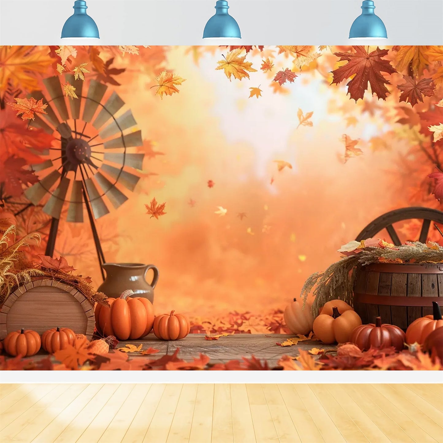 Fall Maple Leaf Winnower Pumpkin Backdrop BRP7-154 – Dbackdrop