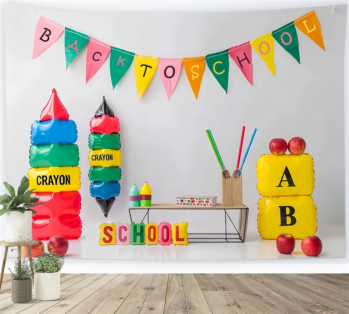Back to School Cartoon Crayon Photography Backdrop BRP7-187 – Dbackdrop