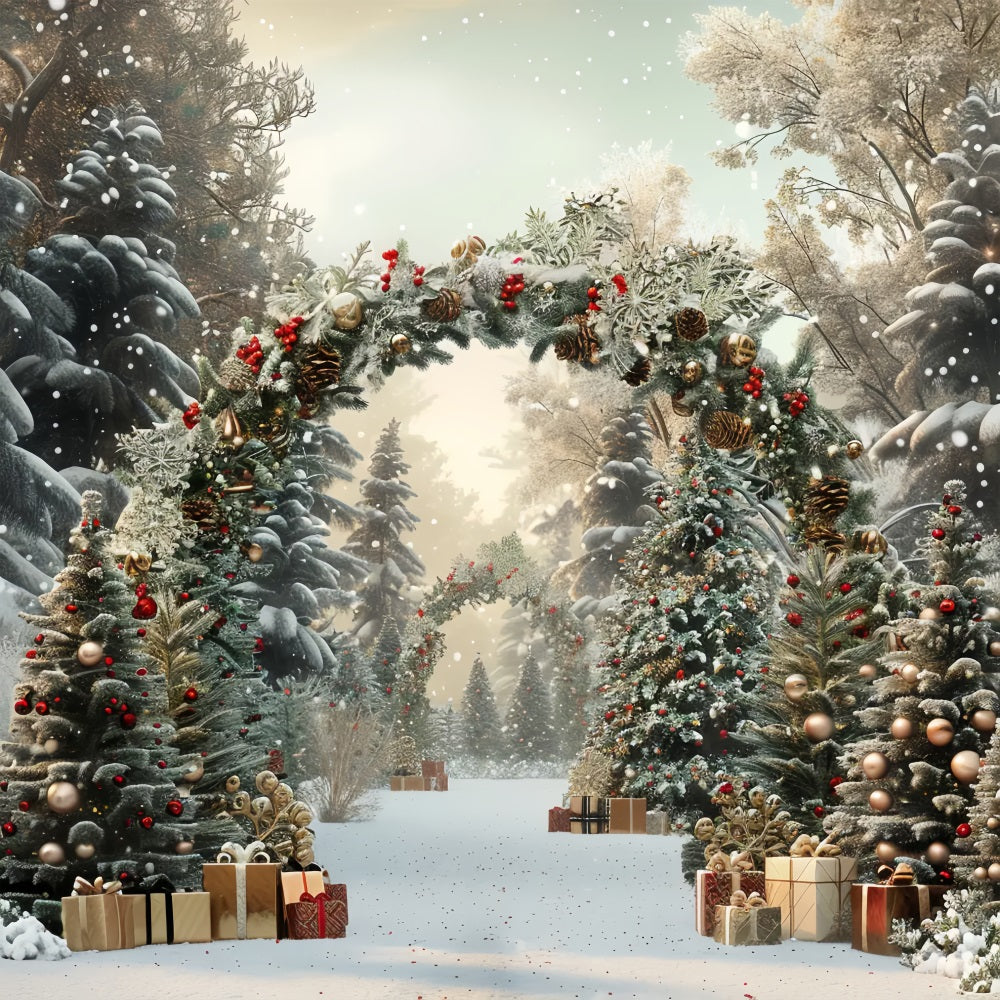 Christmas Enchanted Forest Gift Arch Backdrop BRP7-219 – Dbackdrop