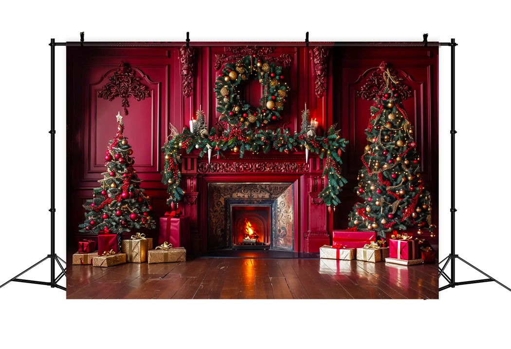 Christmas Red Elegant Fireplace Backdrop BRP7-221 – Dbackdrop