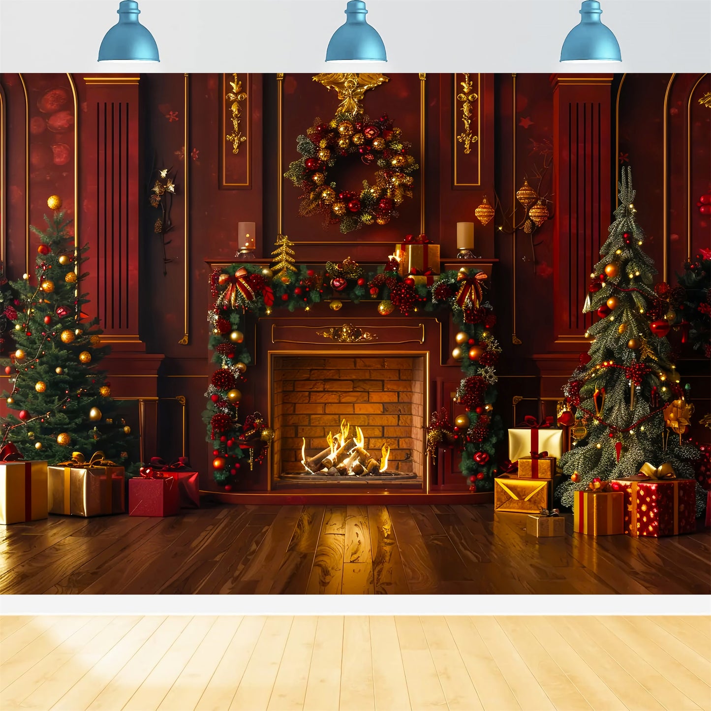 Christmas Warm Fireplace Backdrop BRP7-222 – Dbackdrop