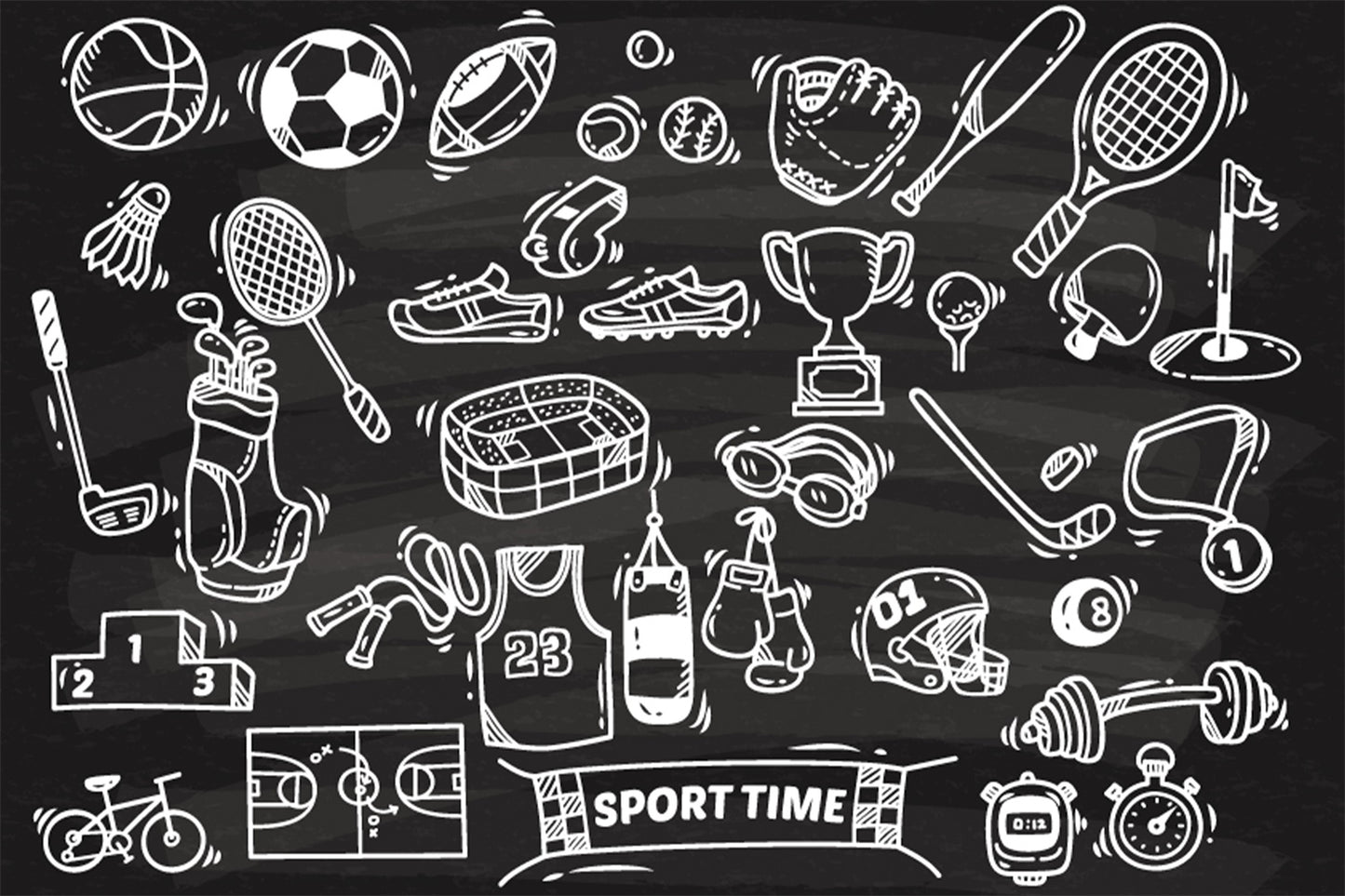 Back to School Sports Chalkboard Photography Backdrop BRP7-22 – Dbackdrop