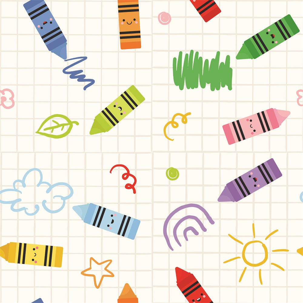 Back to School Crayon Stars Photography Backdrop BRP7-44 – Dbackdrop