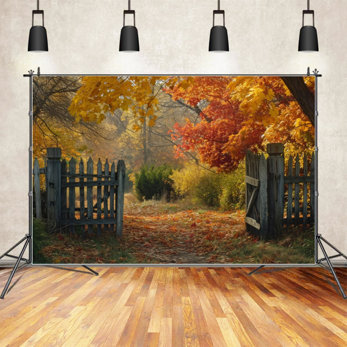 Fall Red Maple Fence Backdrop for Photography BRP7-95 – Dbackdrop