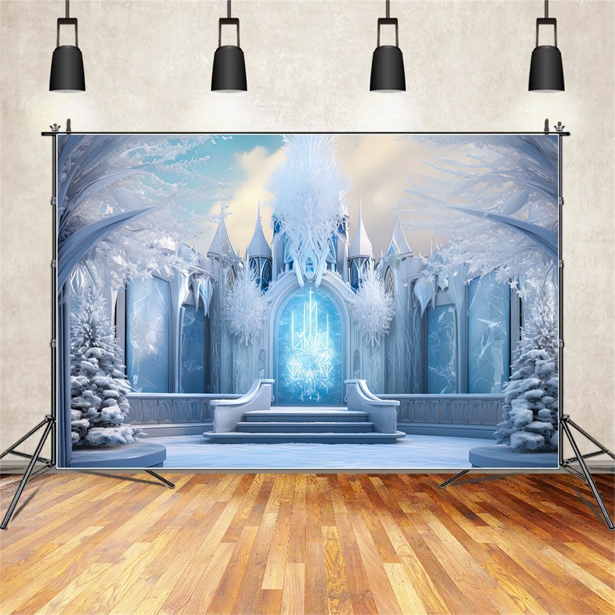 Icy Dreamland Christmas Castle Backdrop BRP8-104 – Dbackdrop