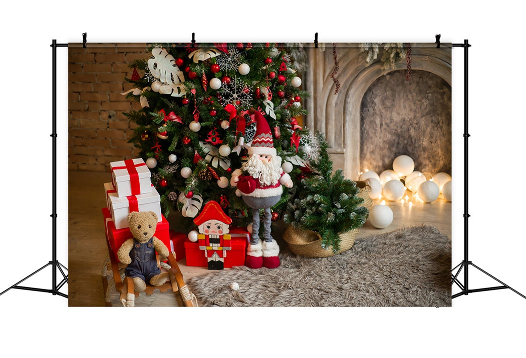 Christmas Tree with Santa and Nutcracker Backdrop BRP8-112 – Dbackdrop