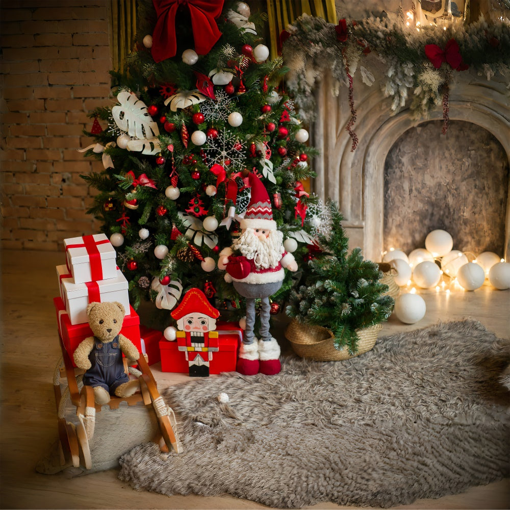Christmas Tree with Santa and Nutcracker Backdrop BRP8-112 – Dbackdrop
