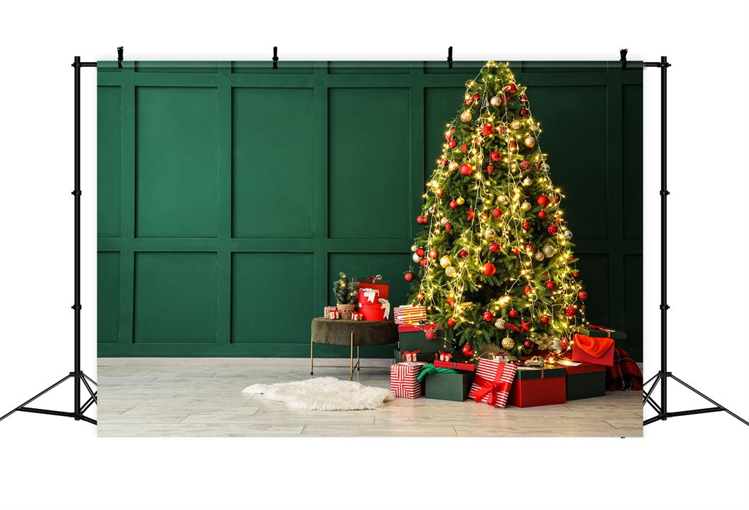 Elegant Christmas Tree Green Wall Backdrop BRP8-114 – Dbackdrop