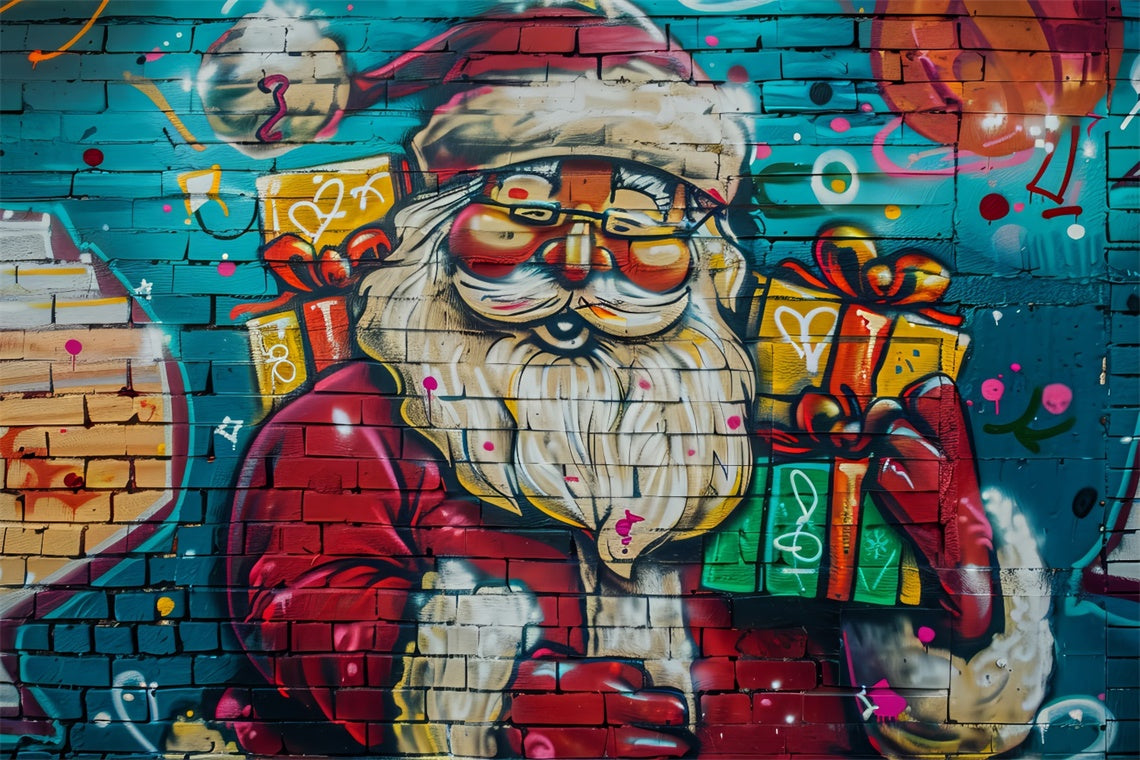 Santa Claus Graffiti Christmas Backdrop BRP8-147 – Dbackdrop
