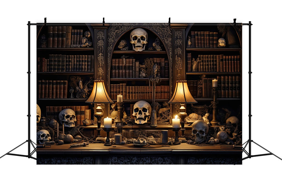 Vintage Skull Library and Lamps Halloween Backdrop BRP8-169 – Dbackdrop
