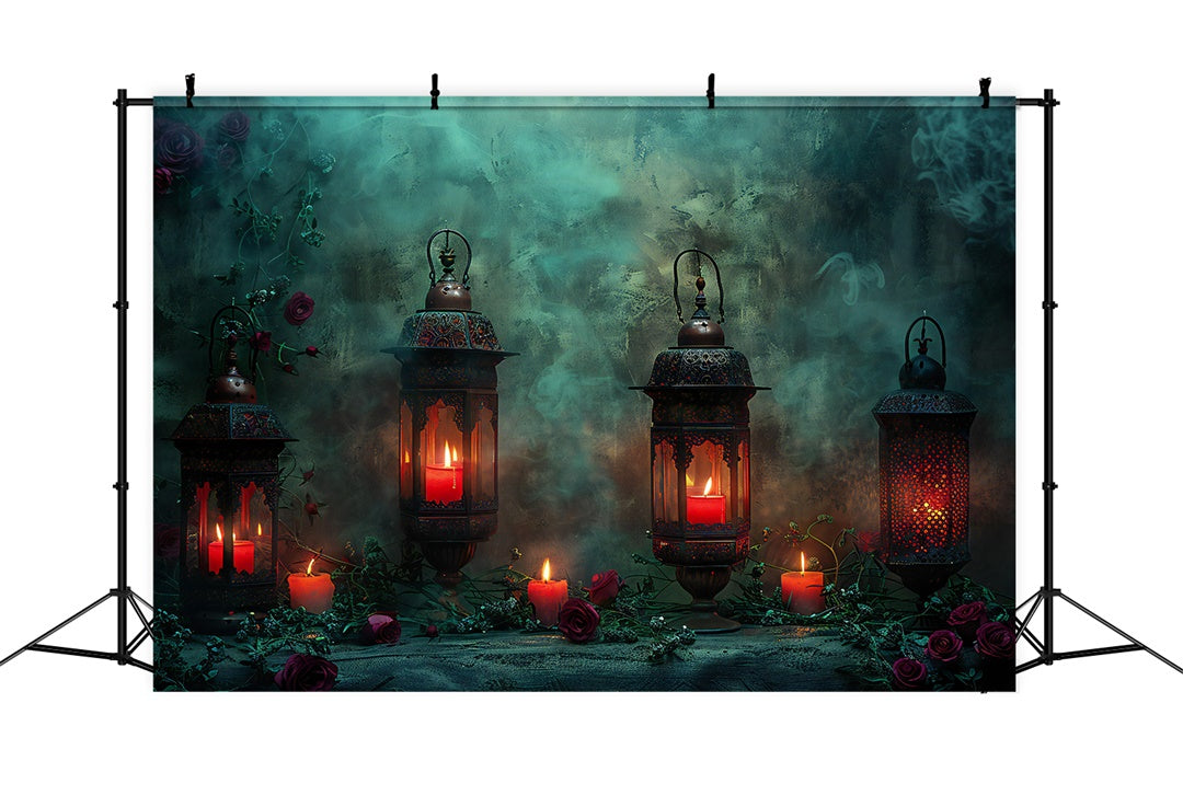 Fog with Lanterns and Roses Halloween Backdrop BRP8-177 – Dbackdrop