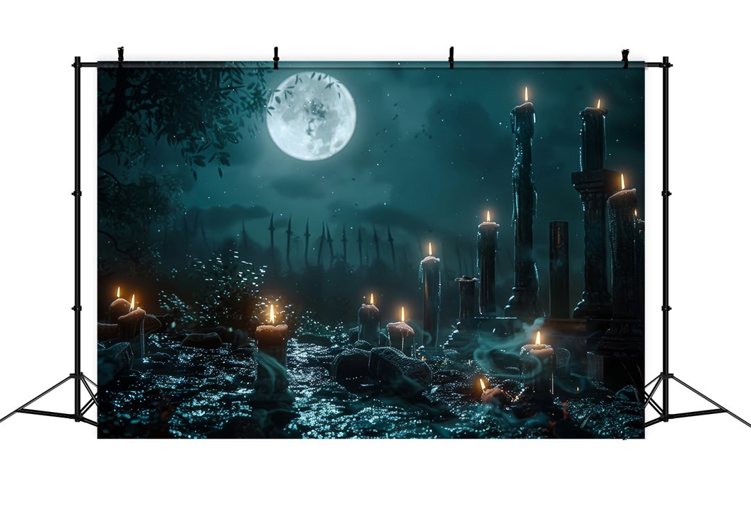 Creepy Candlelit Cemetery Path Halloween Backdrop BRP8-189 – Dbackdrop
