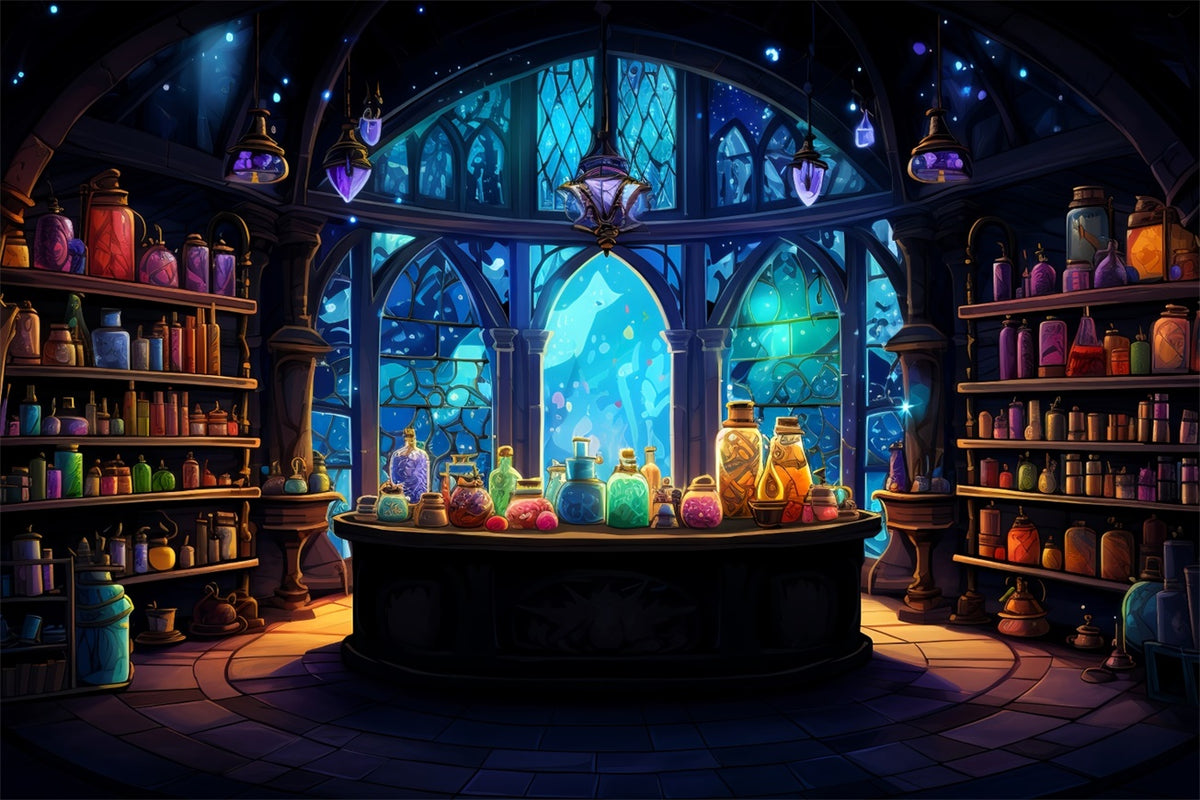 Halloween Wizard’s Potion Room with Elixirs Backdrop BRP8-200 – Dbackdrop