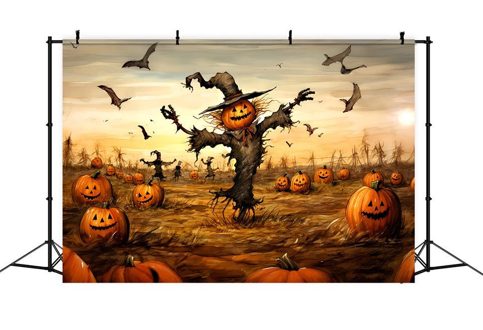 Halloween Spooky Scarecrow in Pumpkin Field Backdrop BRP8-202 – Dbackdrop