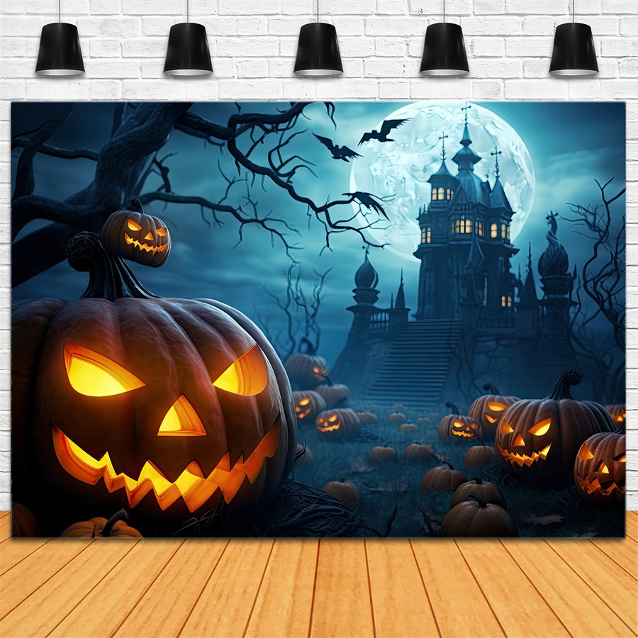 Evil Pumpkin and Spooky Castle Halloween Backdrop BRP8-238 – Dbackdrop