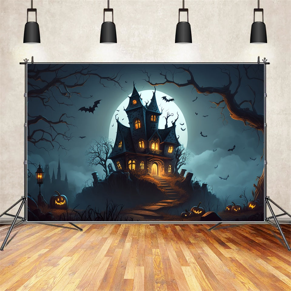 Gothic Castle on Hill Halloween Backdrop BRP8-257 – Dbackdrop