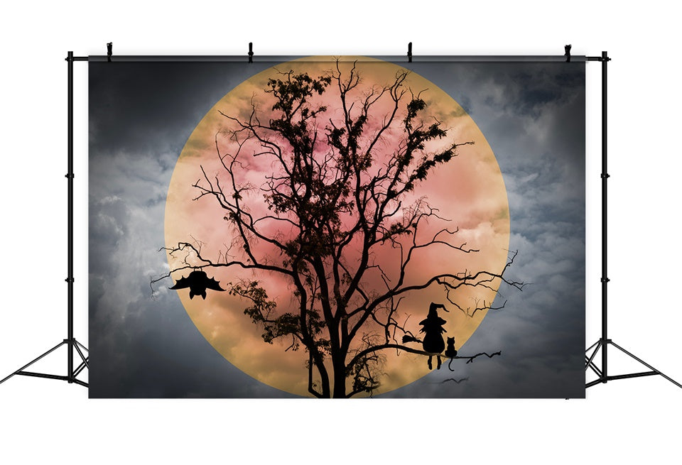 Halloween Witch and Bats Red Moon Backdrop BRP8-275 – Dbackdrop