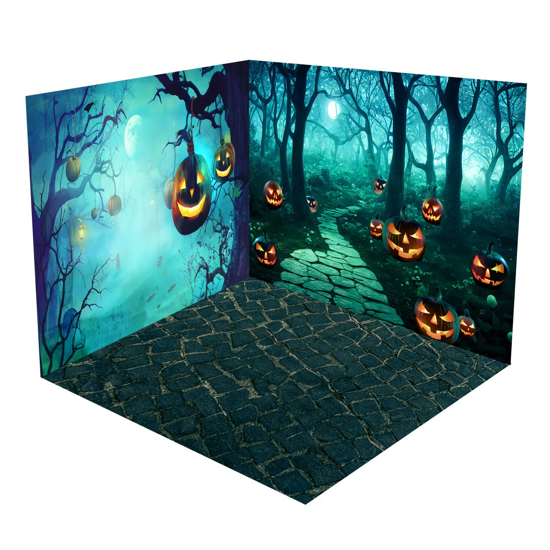 Creepy Trees Jack-O'-Lantern Path Halloween Night Backdrop Set BRP8-36 ...