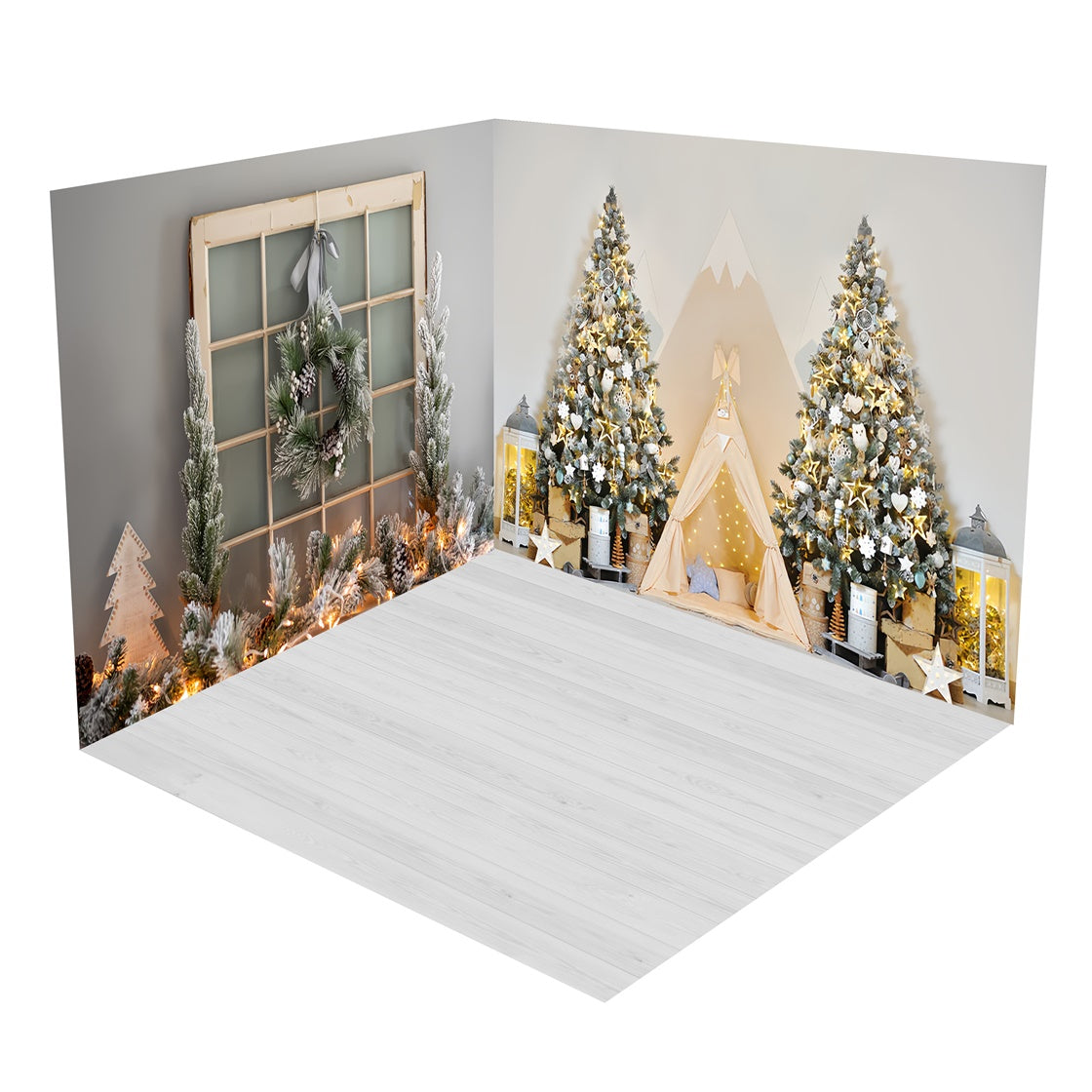 Christmas Tree and Tent Lantern Backdrop Room Set BRP8-378 – Dbackdrop