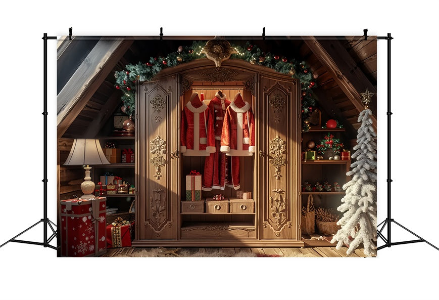 Christmas Tree and Santa’s Wardrobe Backdrop BRP8-53 – Dbackdrop