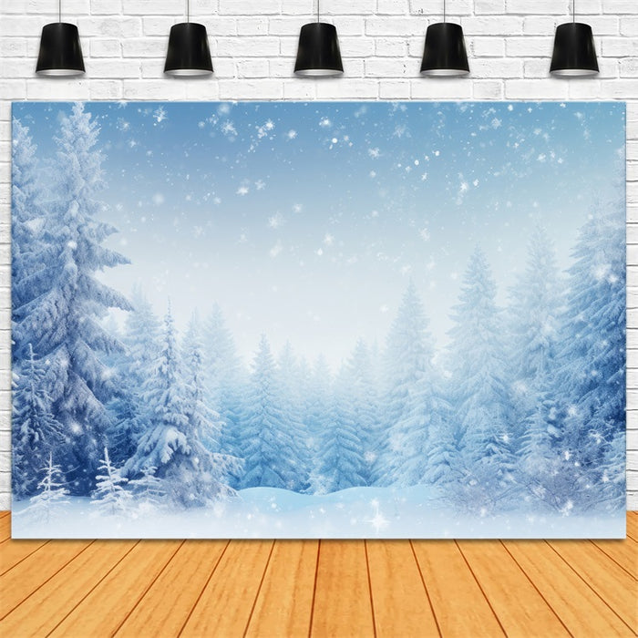 Snowflakes Fall Over Peaceful Winter Forest Backdrop BRP9-218