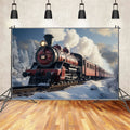 Winter Snowy Railroad Vintage Steam Train Backdrop BRP9-249
