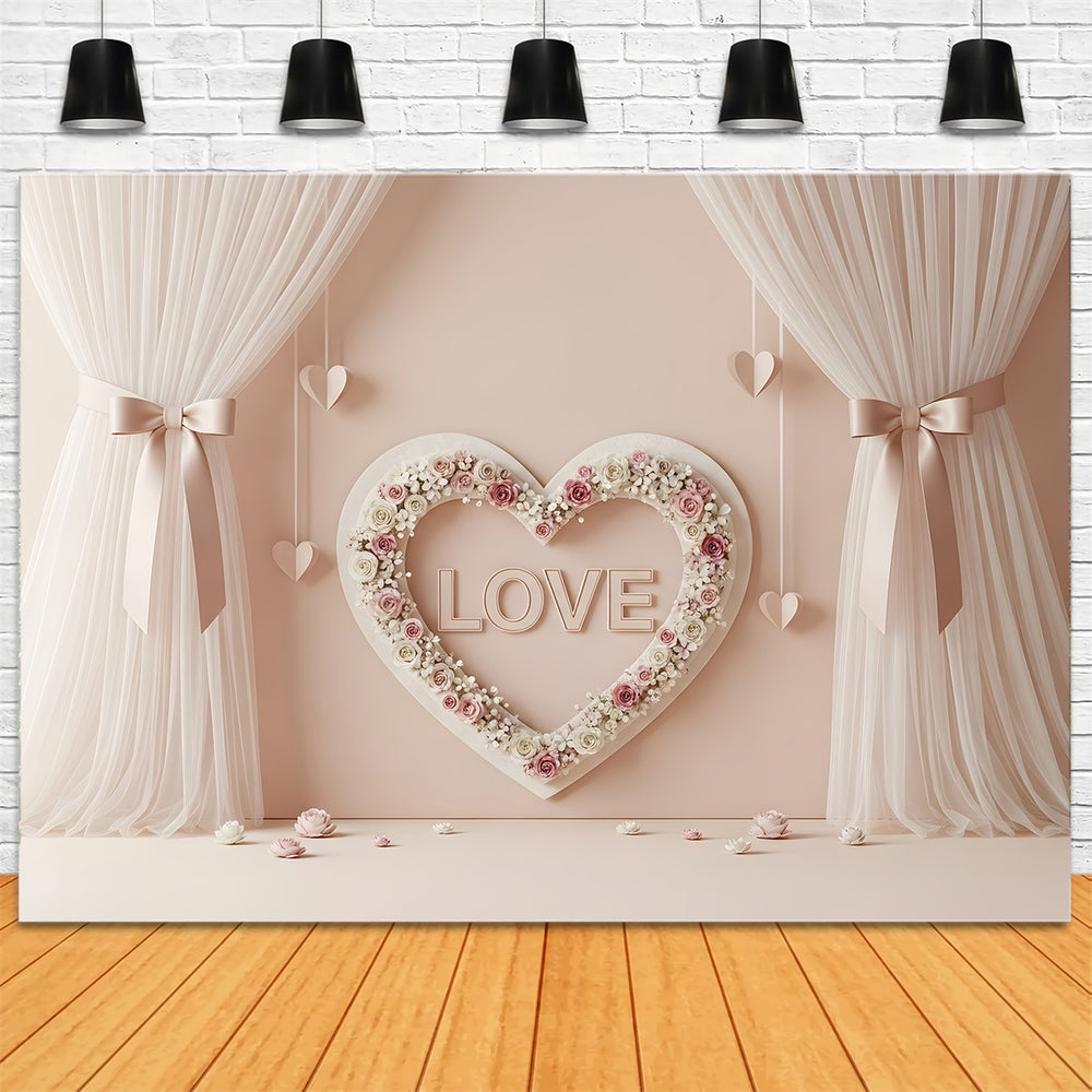 Valentine Backdrop Romantic Floral Heart Display Simple Valentine Back