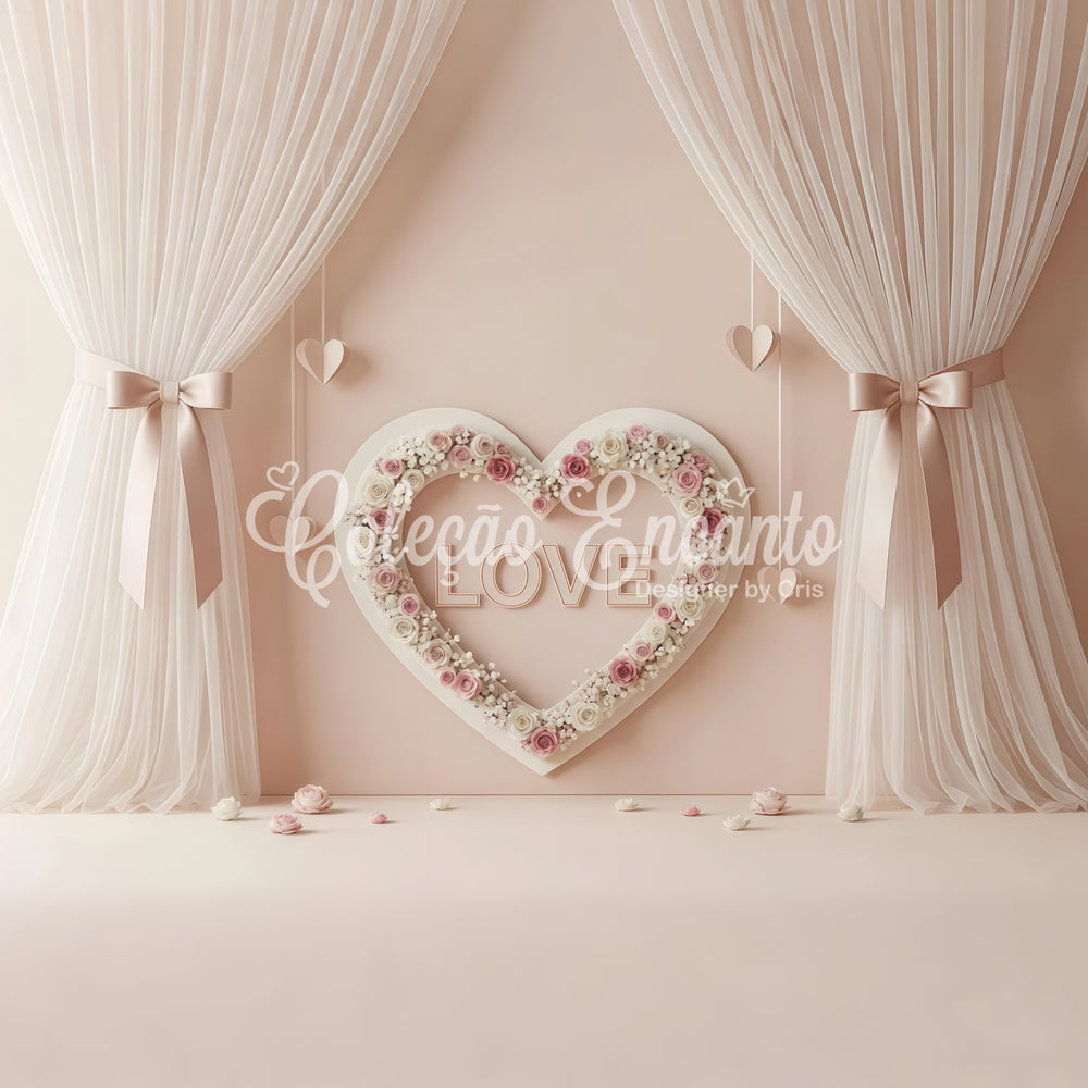 Valentine Backdrop Romantic Floral Heart Display Simple Valentine Back