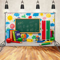 Preschool Photo Backdrops Colorful Chalkboard Doodle Wall Classroom Ba