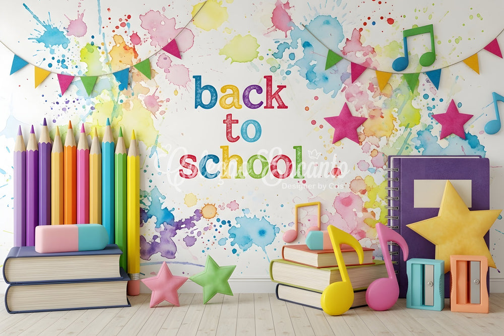 School Photo Backdrop Paint Splash Rainbow Classroom Back To School Ba