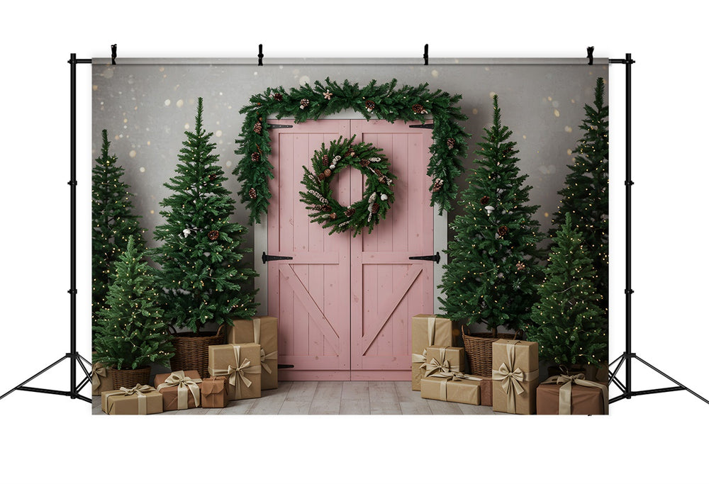 Professional Christmas Backdrops Pink Barn Door Tree Backdrop By Magal