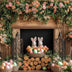 Easter Photo Backdrops Floral Bunny Fireplace Backdrop CJJ-169