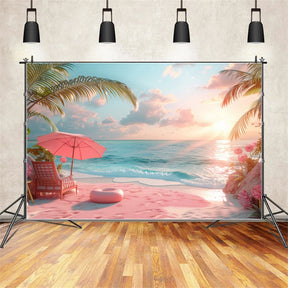 Pink Girl Beach Backdrop Pink Sand Sunset Backdrop CJJ2-107