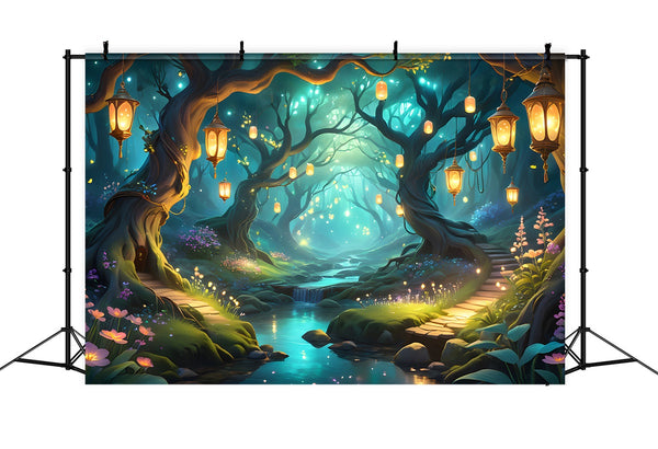 Fantasy Forest Backdrop Fantasy Lantern Pathway Forest Backdrop CJJ2-1