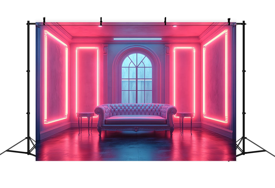 Fashion Doll Backdrop Photography Backdrop Vibrant Neon Lounge Backdro