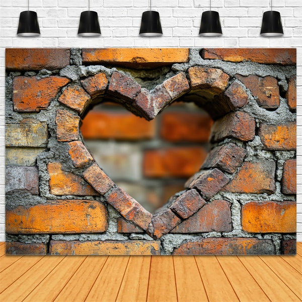 Brick Backdrop Cloth Distressed Heart Shaped Brick Backdrop CJJ3-45