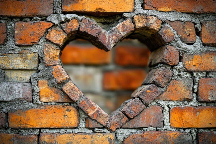 Brick Backdrop Cloth Distressed Heart Shaped Brick Backdrop CJJ3-45